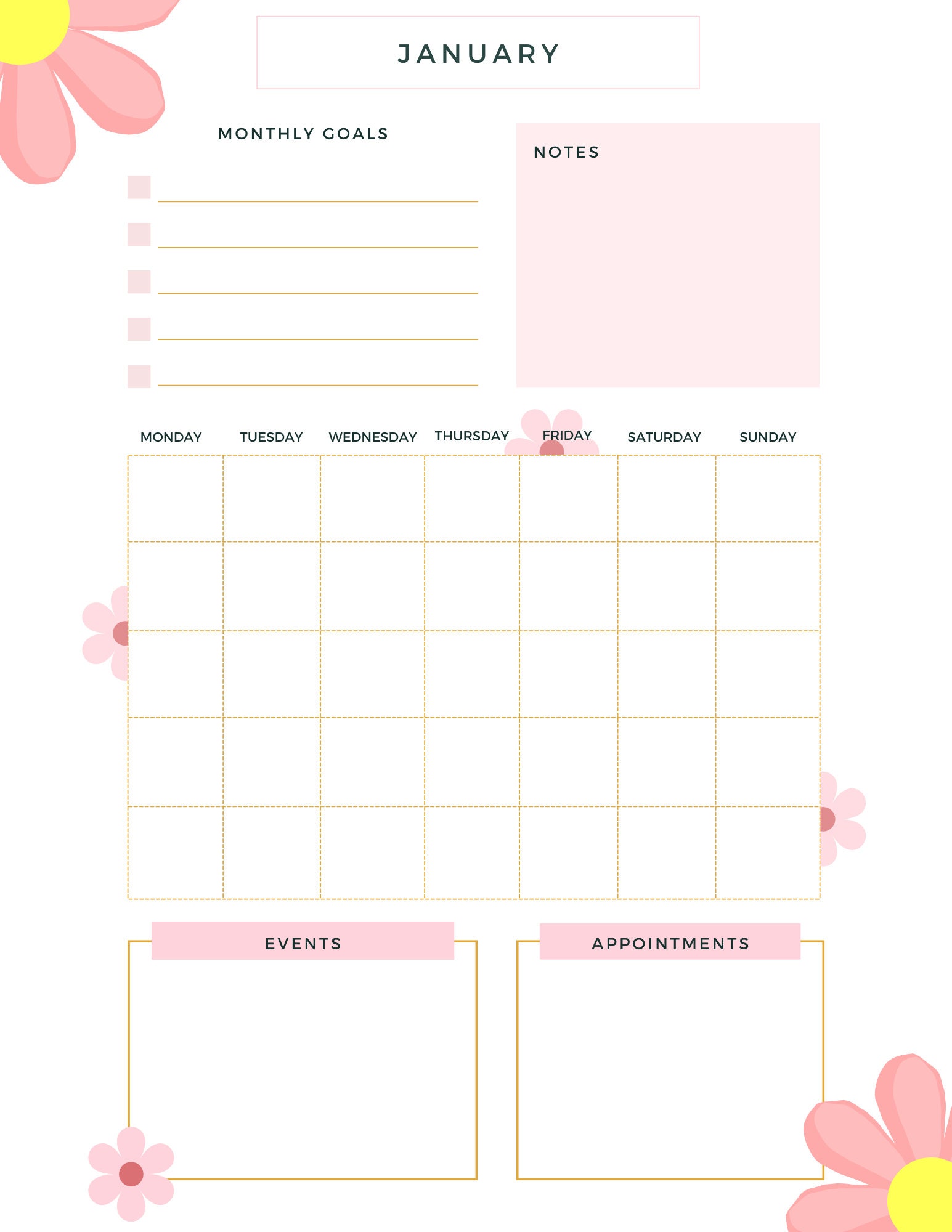 Monthly Planner, Monthly Checklist, Printable Planner, Planner Set ...