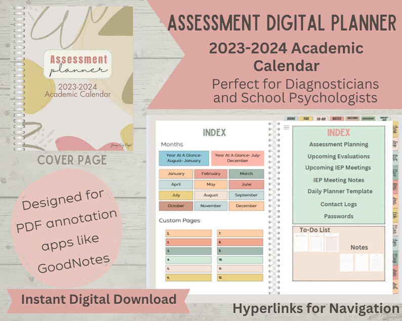 Assessment (aesthetic) Academic Digital Planner 2023-2024 ...