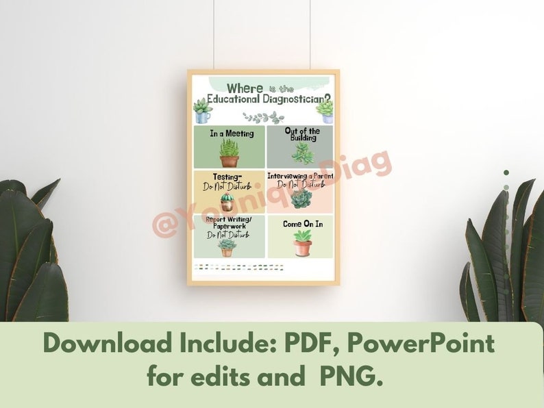 Assessment Sign Bundle in Succulent Theme for Diags and Lssps where the ...