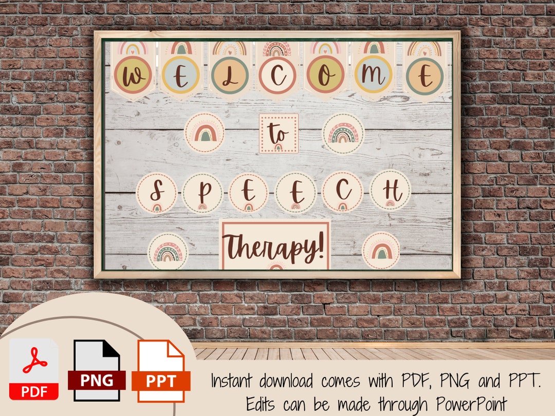 Welcome to the Speech Therapy Rainbow Boho Bulletin Board/ Lettering - Etsy