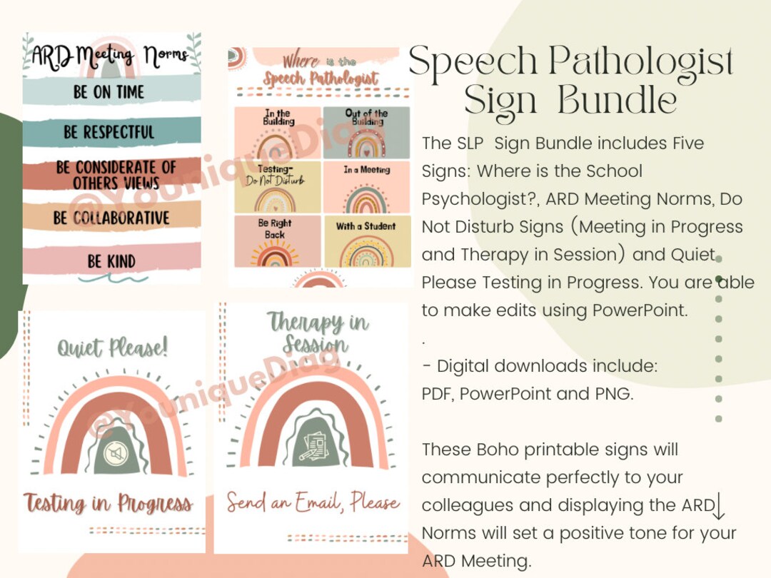 Speech Pathologist Sign Bundle- Boho Rainbow - Etsy