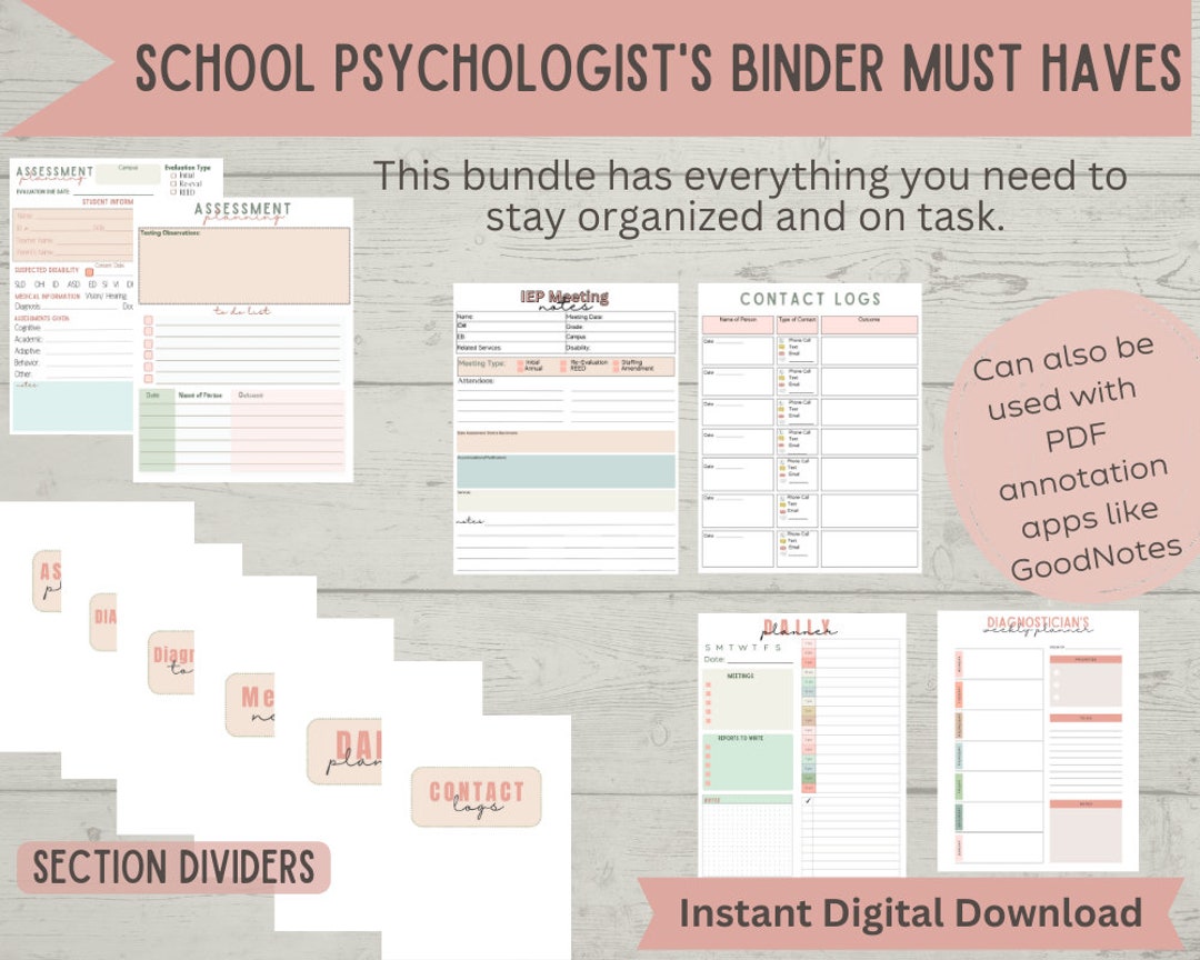 School Psychologist's Binder - Must Haves - Etsy