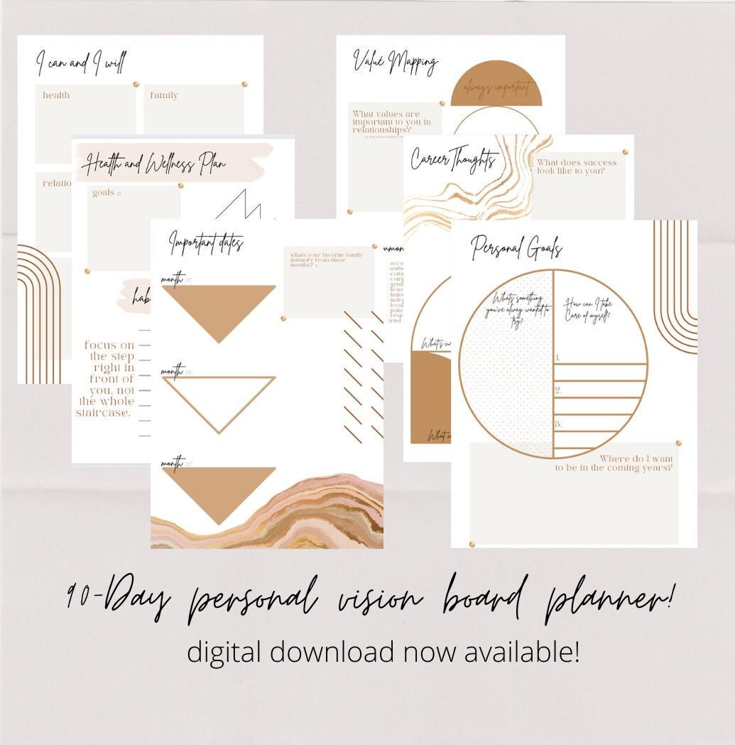 90-day Personal Vision Board Planner - Etsy
