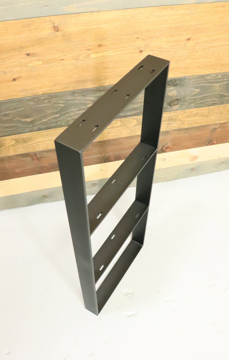 Steel Table Leg | 2" Flat Bar Two Shelve | Mid Century | Industrial ...