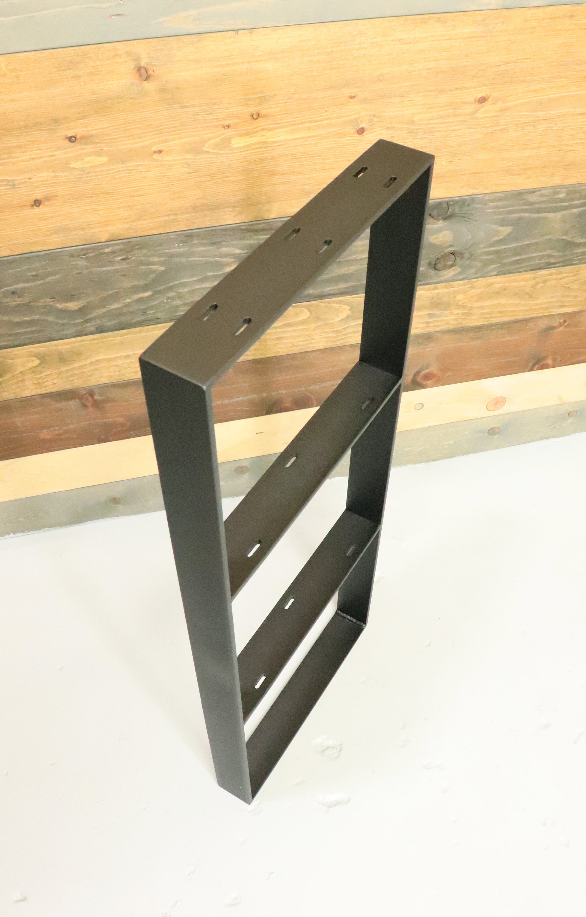 Steel Table Leg 2 Flat Bar Two Shelve Mid Century Industrial Legs ...