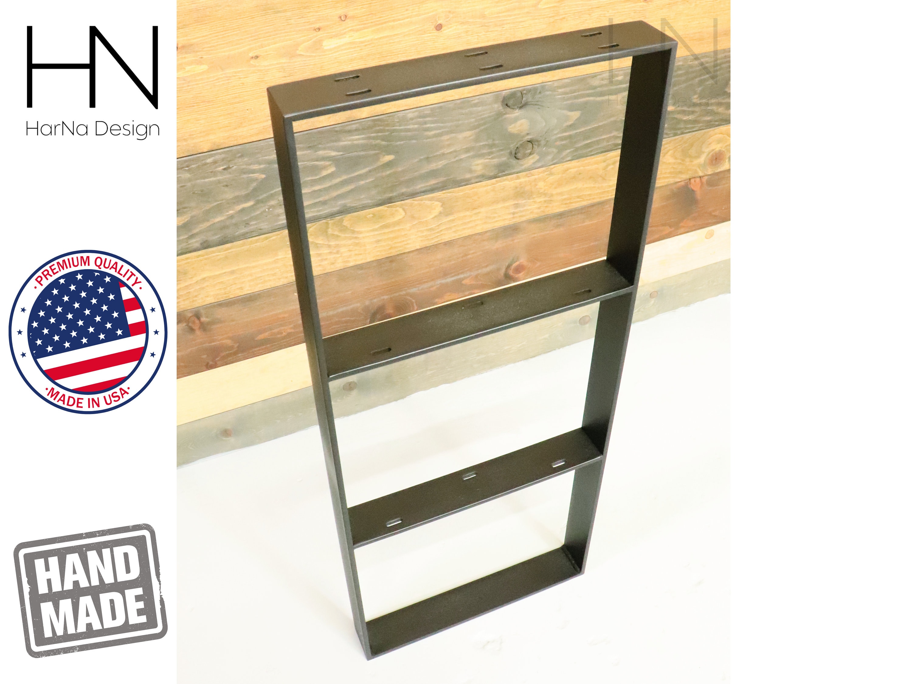 Steel Table Leg 2 Flat Bar Two Shelve Mid Century Industrial Legs ...