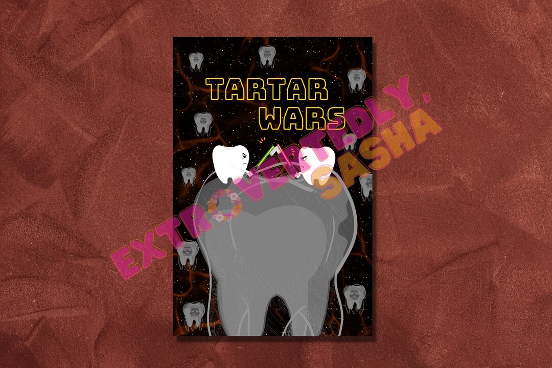 Tartar Wars Molar Death Star Lightsaber Tooth Duel DENTAL HUMOR Digital ...