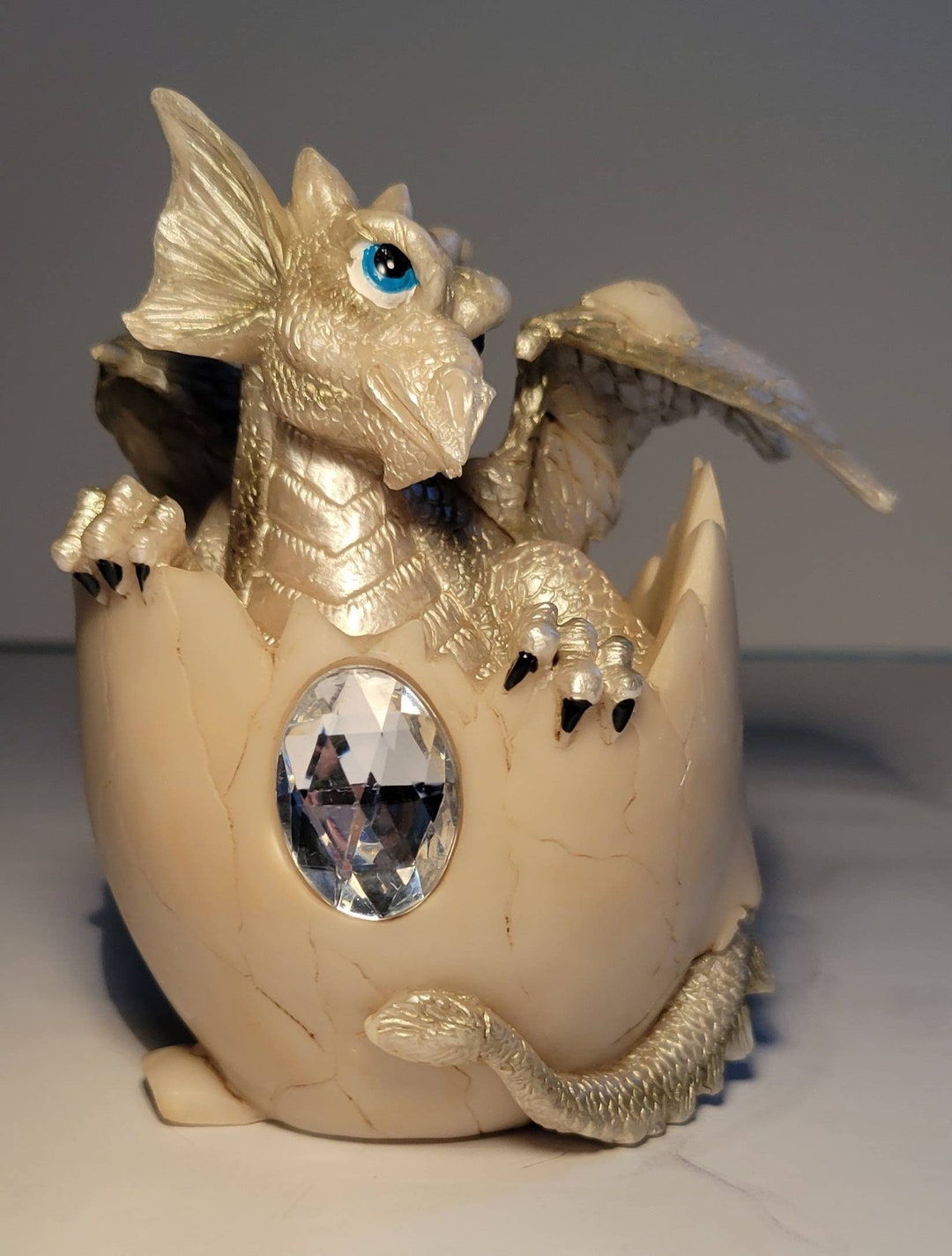 April (diamond) Birthstone Hatching Baby Dragon Stature Figurine - Etsy