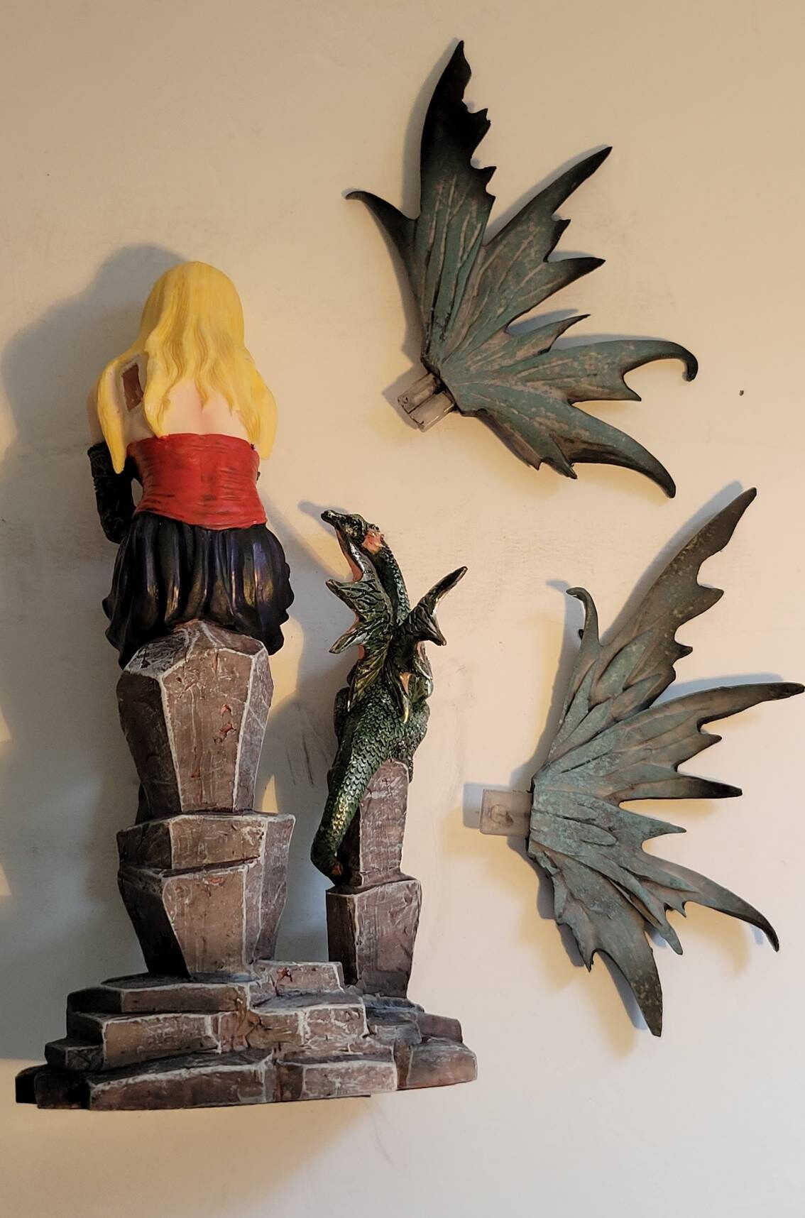 Gothic Fairy With Green Dragon Statue Figure - Etsy