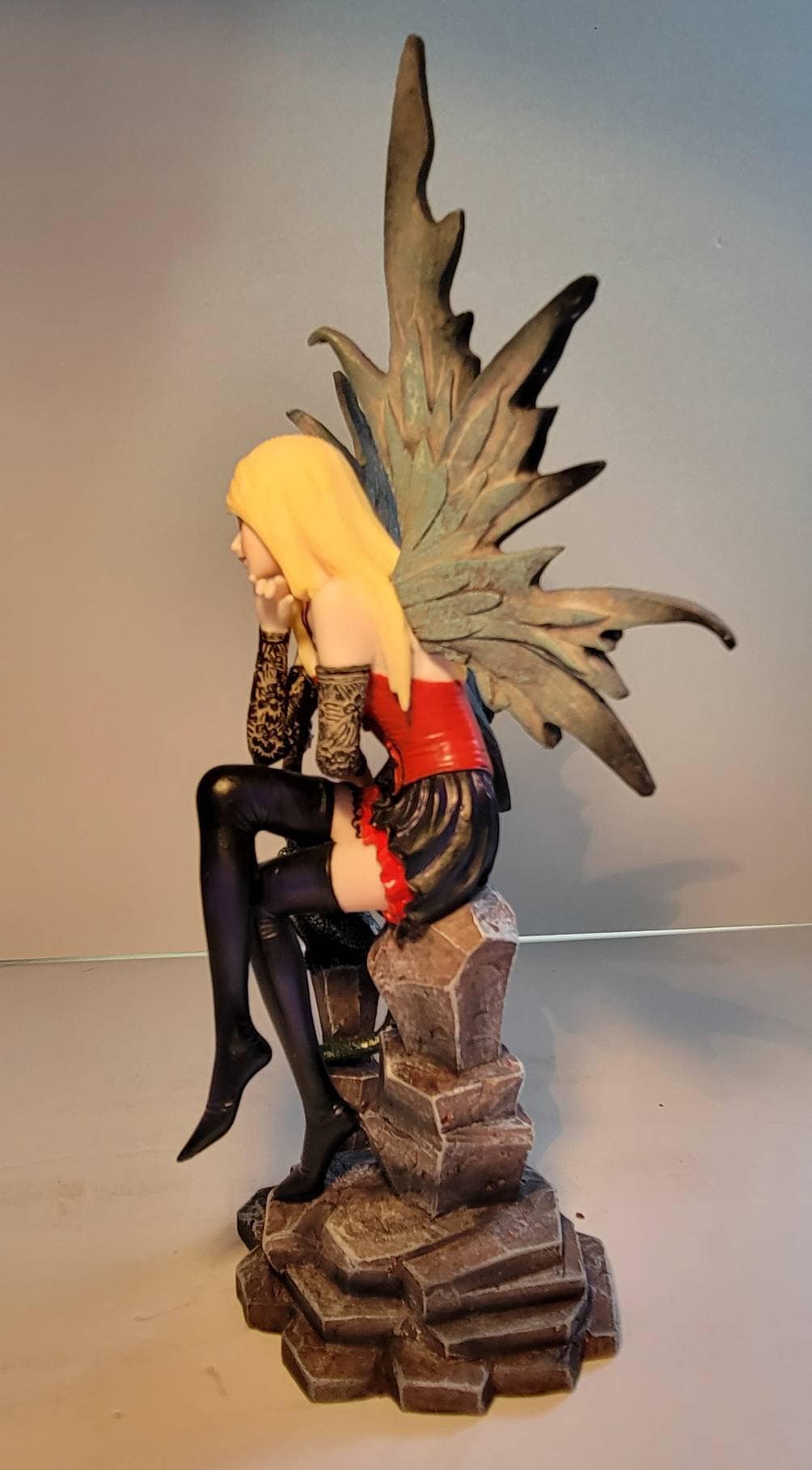 Gothic Fairy With Green Dragon Statue Figure - Etsy