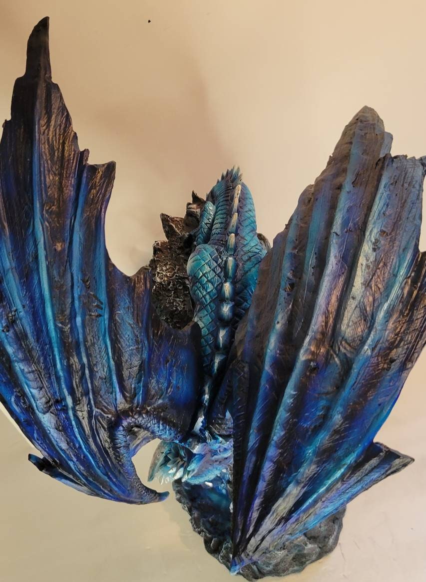 Mom and Baby Blue Dragons With Crystals in A Cave Large Statue - Etsy