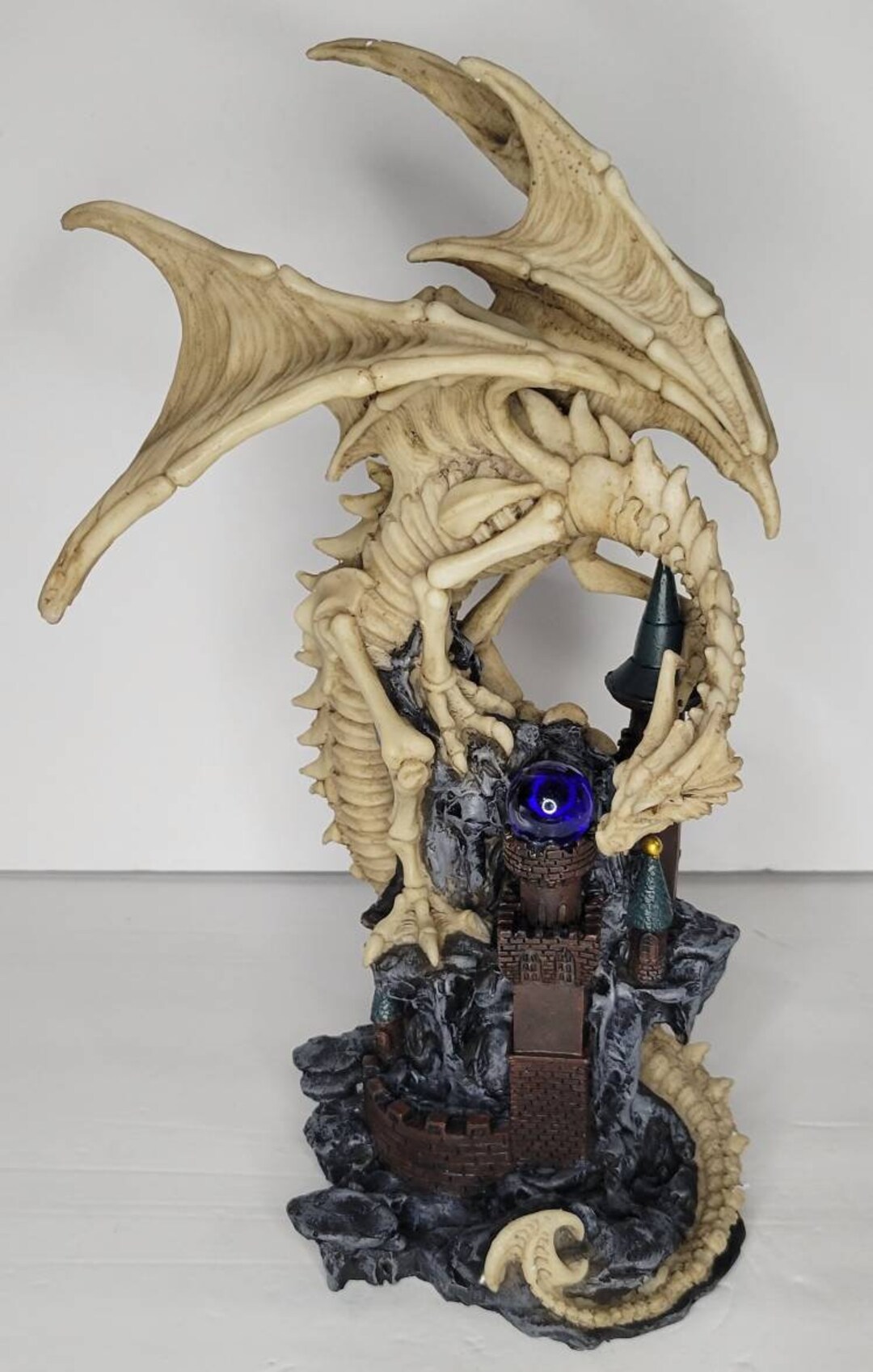 Ivory Skeleton Dragon Guarding Castle in the Cliffs Statue Figurine - Etsy