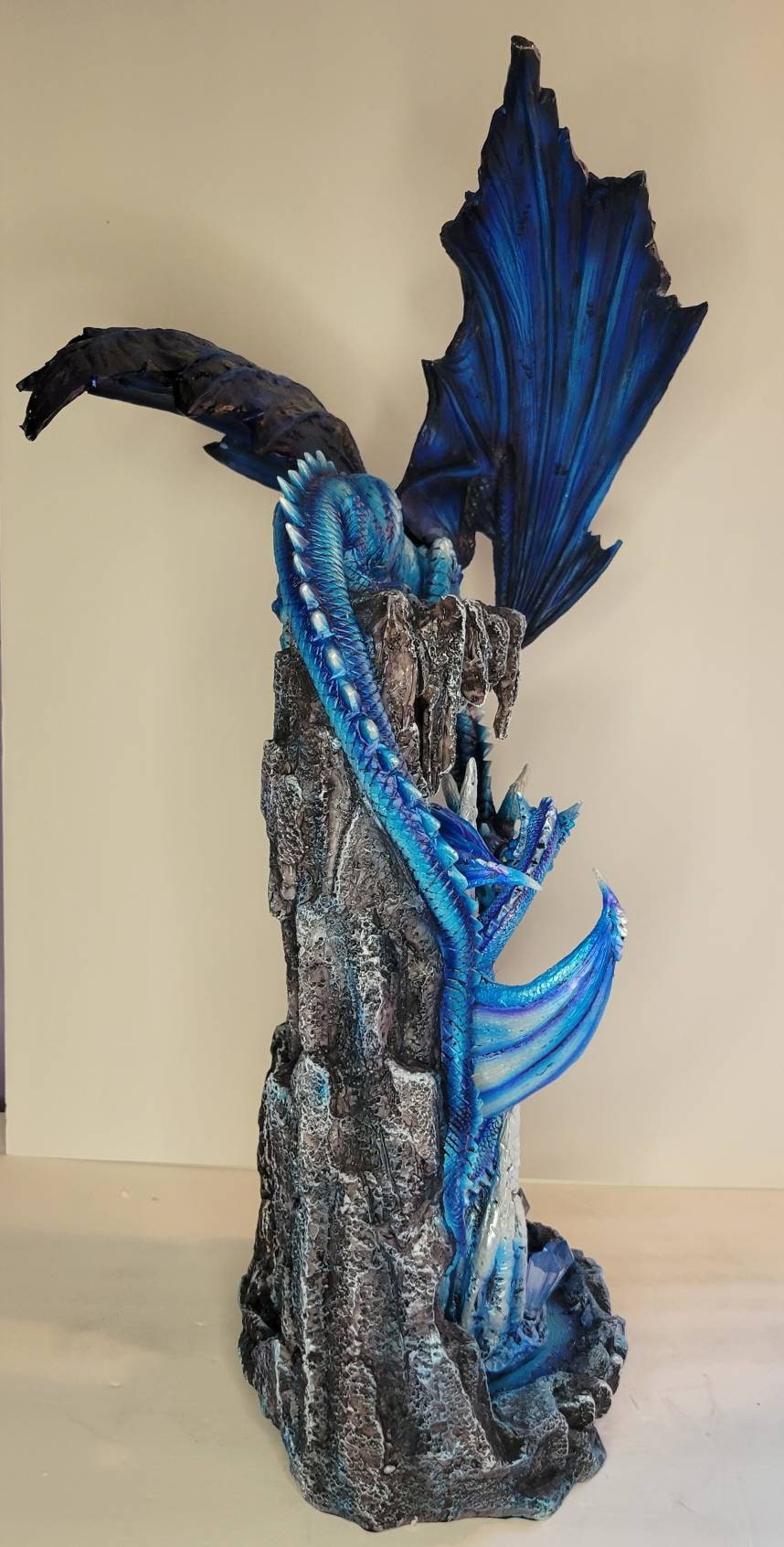 Mom and Baby Blue Dragons With Crystals in A Cave Large Statue - Etsy