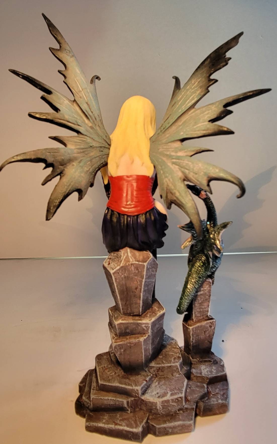 Gothic Fairy With Green Dragon Statue Figure - Etsy