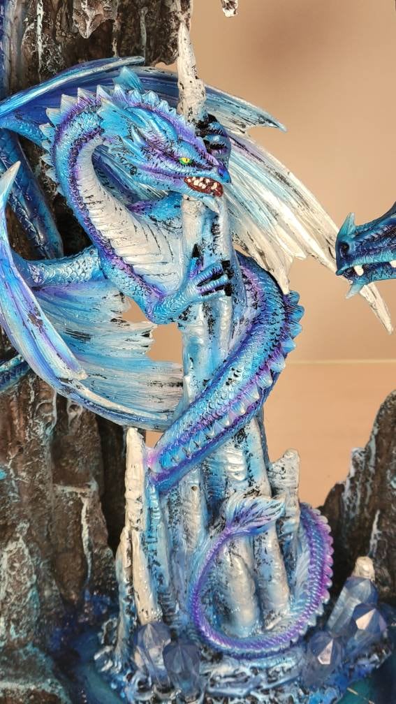 Mom and Baby Blue Dragons With Crystals in A Cave Large Statue - Etsy