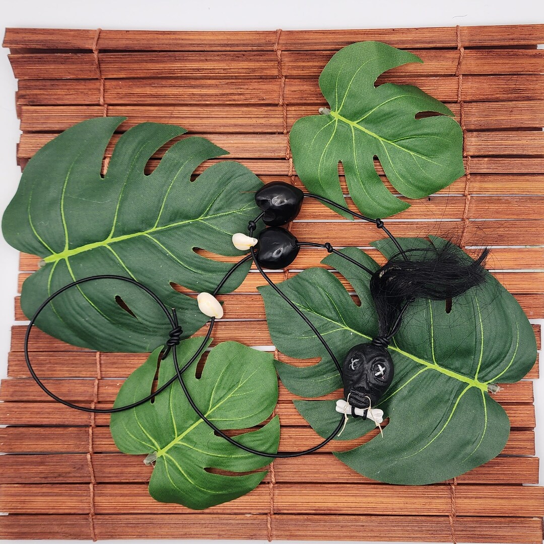 Shrunken Head Pendant, Tiki Necklace, Shrunken Head, Cowrie Shell ...