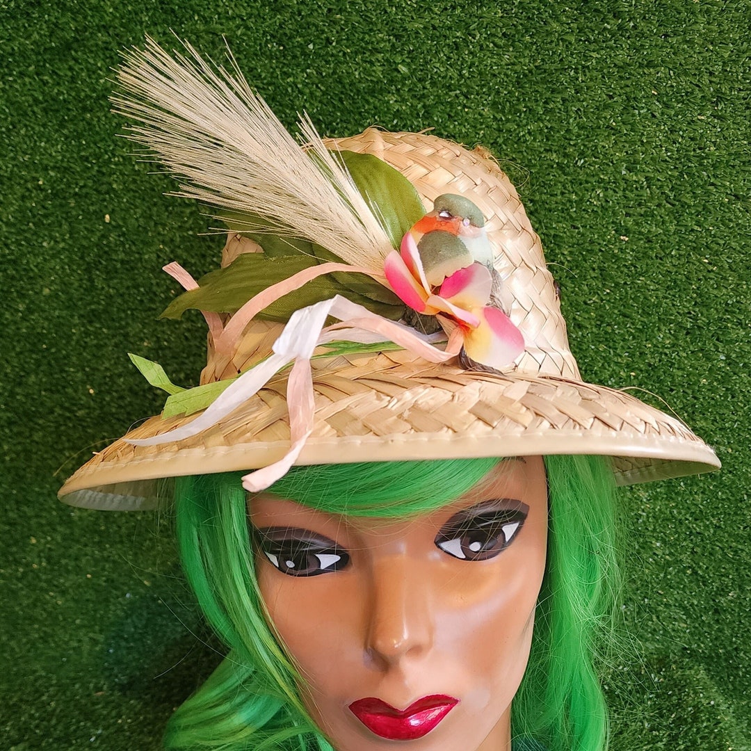 Straw Safari Hat: Whimsical Bird Decor, Jungle Explorer Hat (22") - Etsy