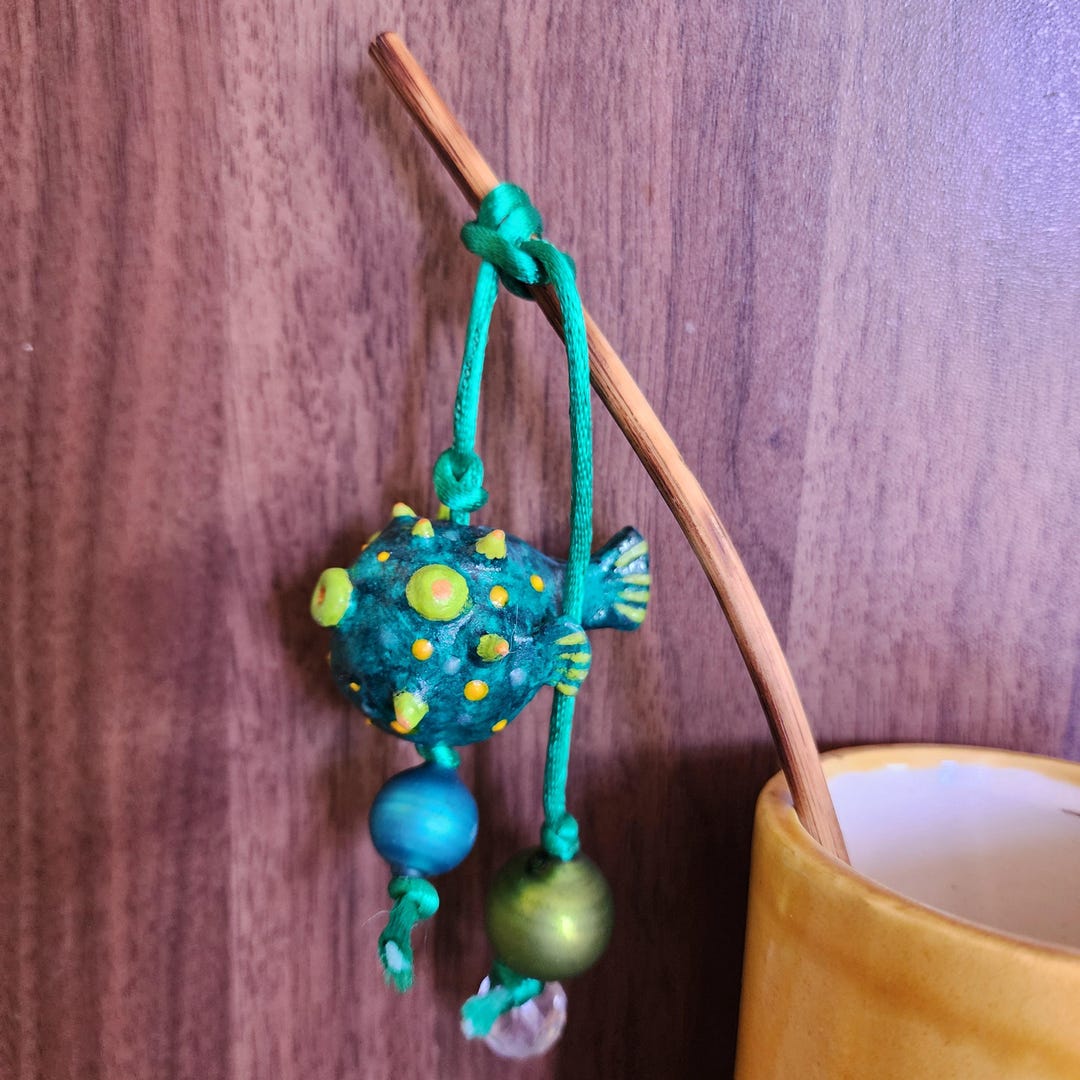 Hand-painted Puffer Fish Swizzle Stick: Tiki Bar Decor - Etsy