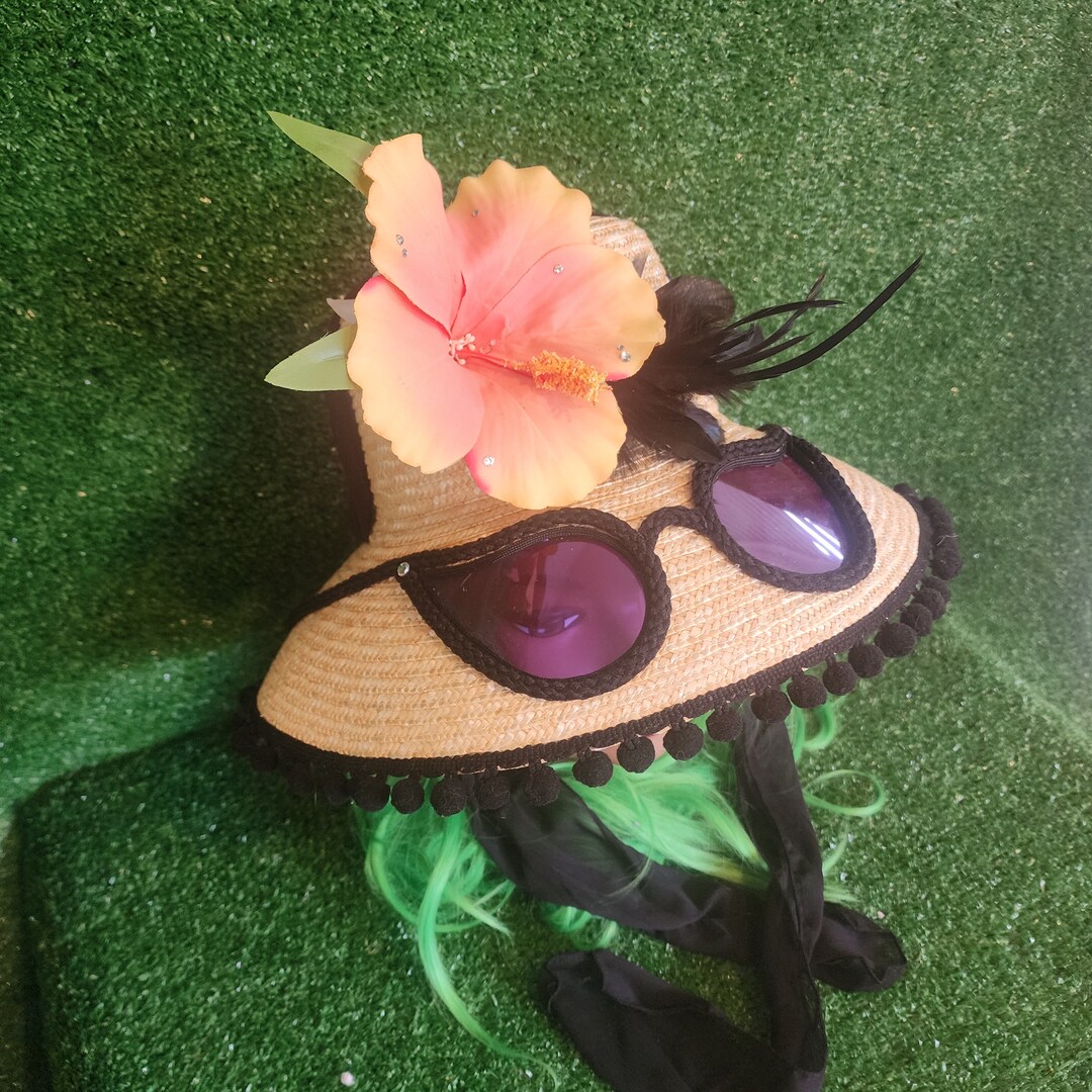 Sunglasses Hat, Cat Eye, 60's Straw Hat, Luau Hat, Beach Hat, Beach ...