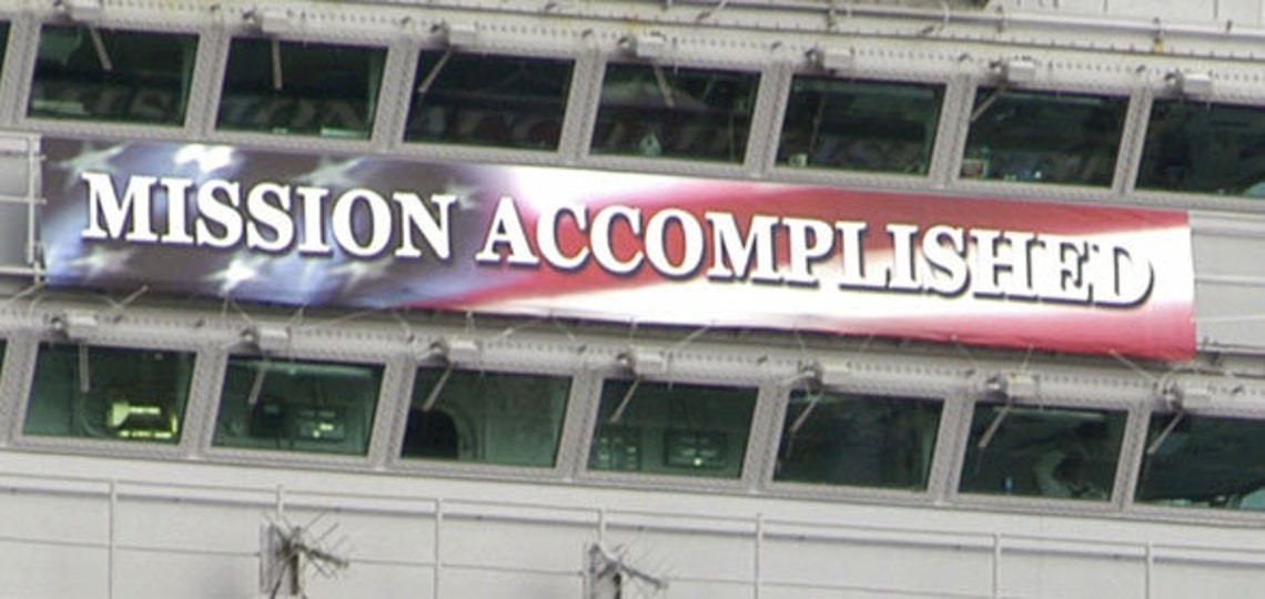 Mission Accomplished Banner: George Bush USS Lincoln Replica (8ft X 1ft ...