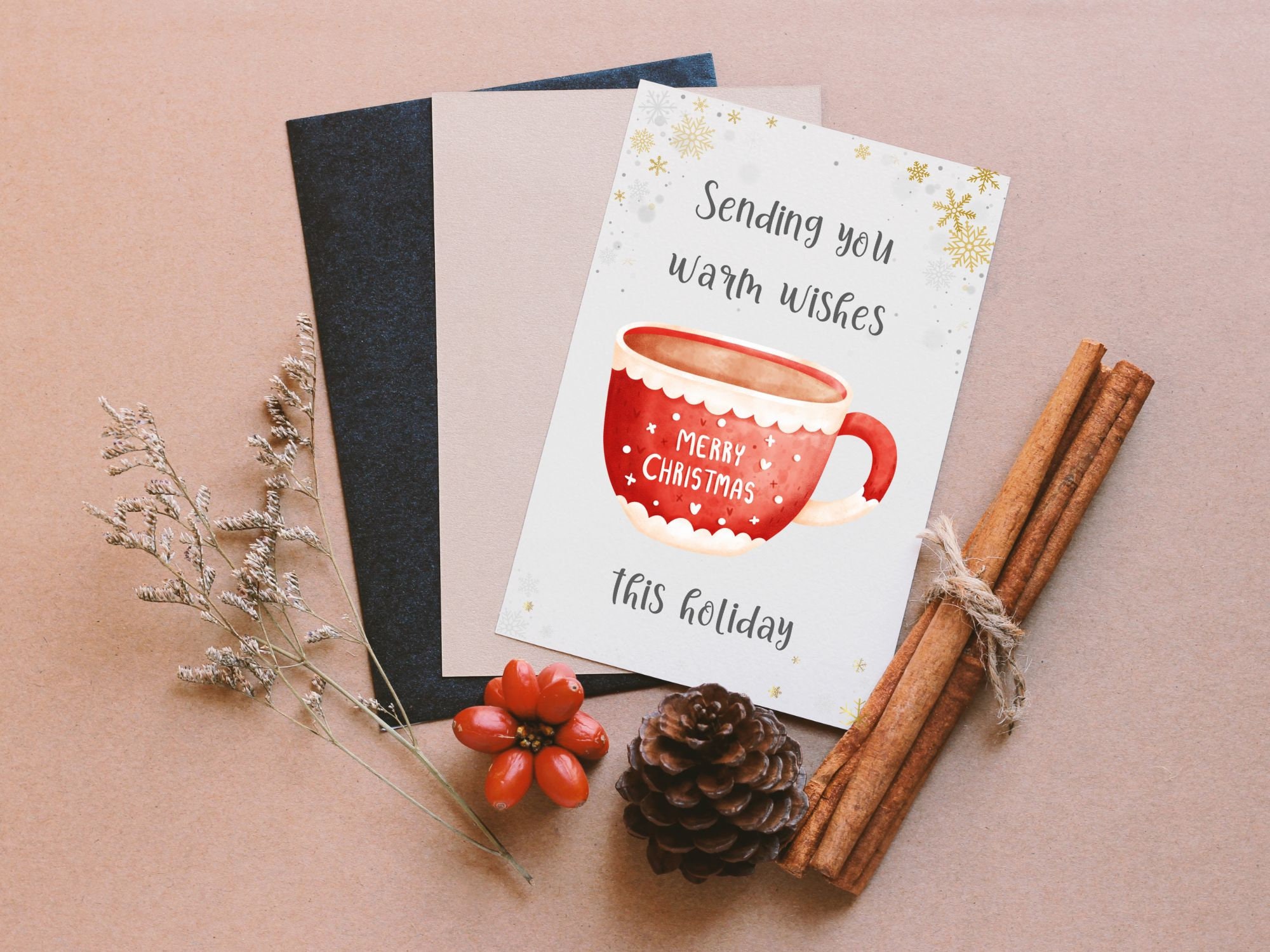 Printable Sending Warm Wishes to You This Holiday Card 5x7 - Etsy