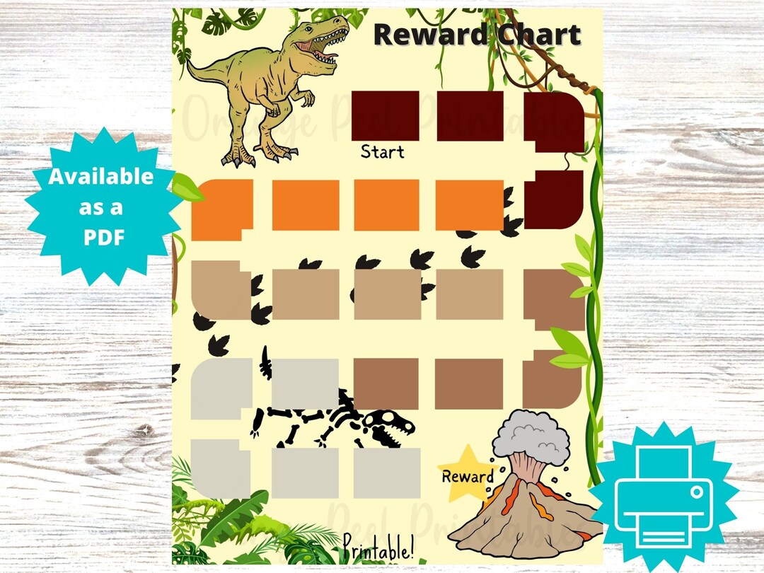 Printable Dinosaur Reward Chart for Kids, Prehistoric Chore Chart ...