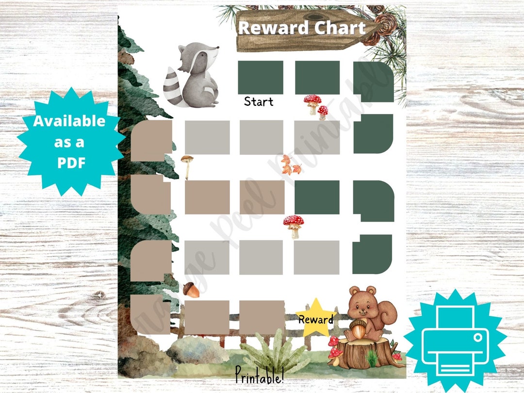Printable Woodland Critters Reward Chart for Kids Watercolor - Etsy ...