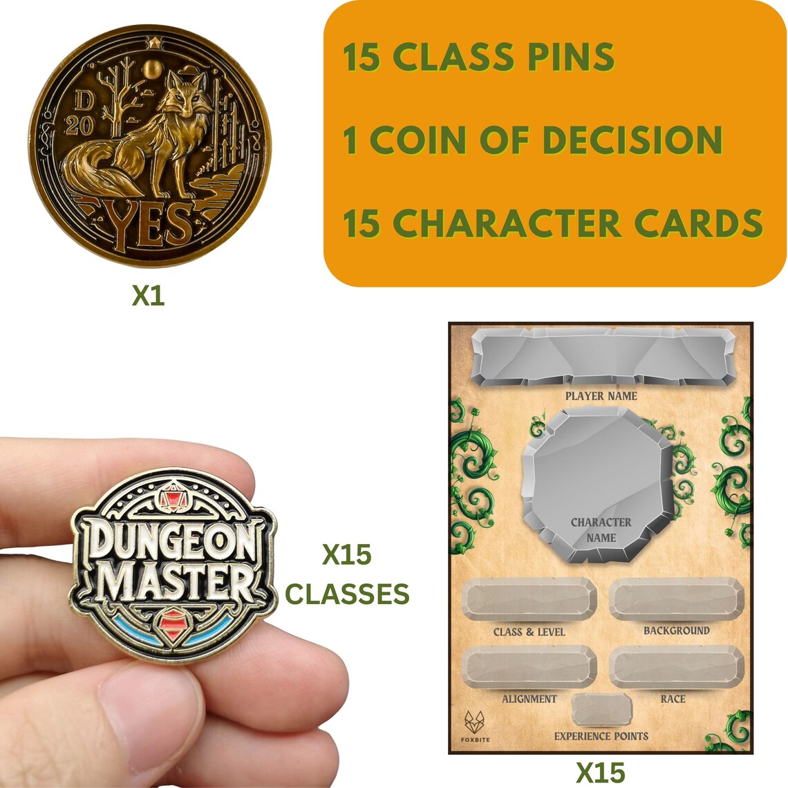 PIN QUEST by Foxbite Complete Dungeons and Dragons 5e Accessory Set 15 ...