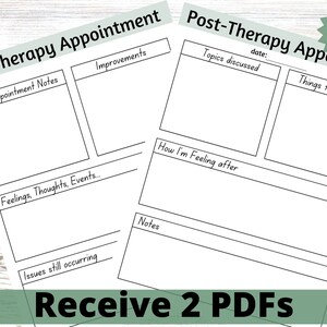 Printable Pre and Post Therapy Note Pages, Therapy Appointment ...