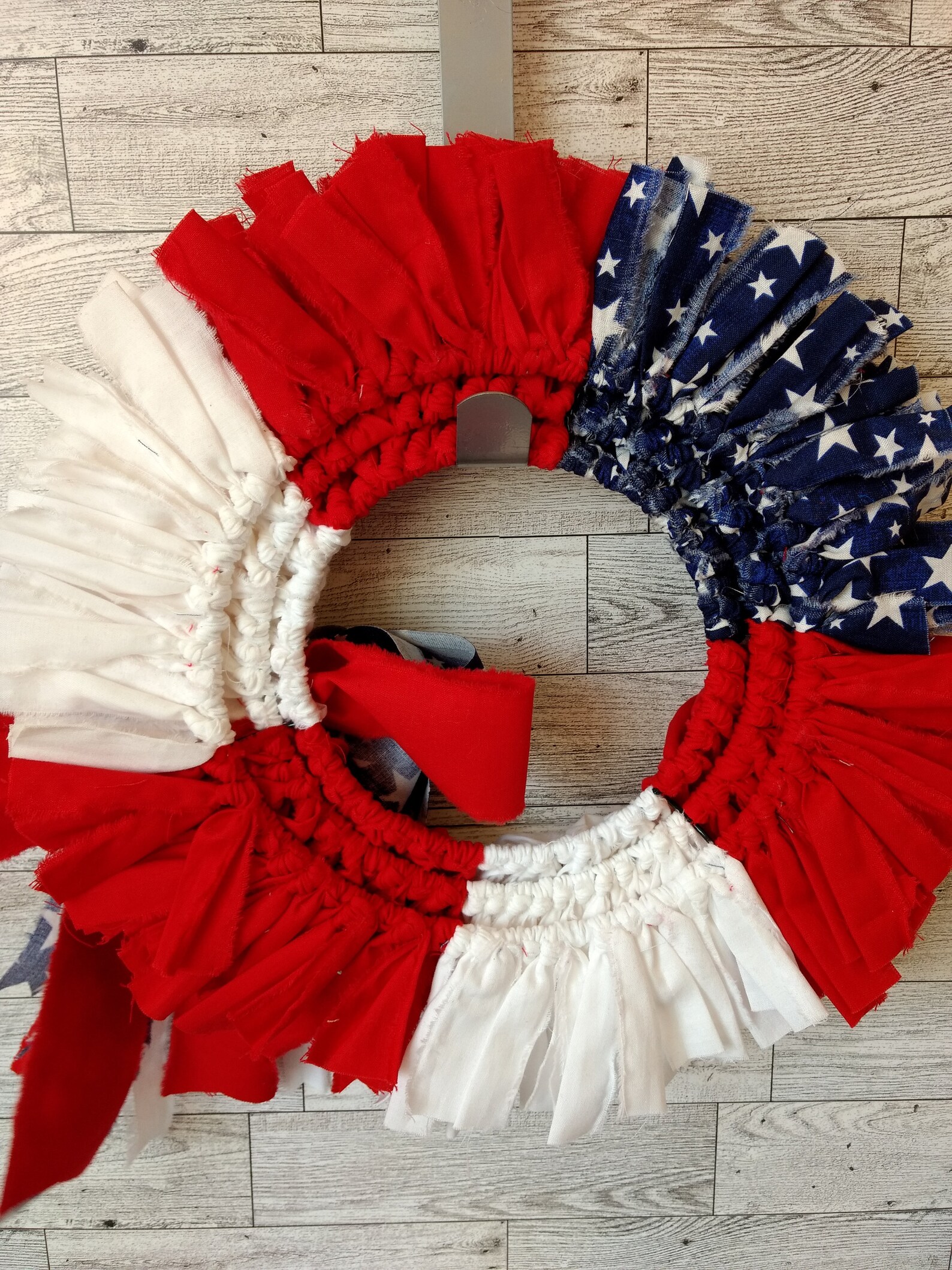 Patriotic Rag Wreath, Celebration Wreath, 4th of July Wreath, Farm ...