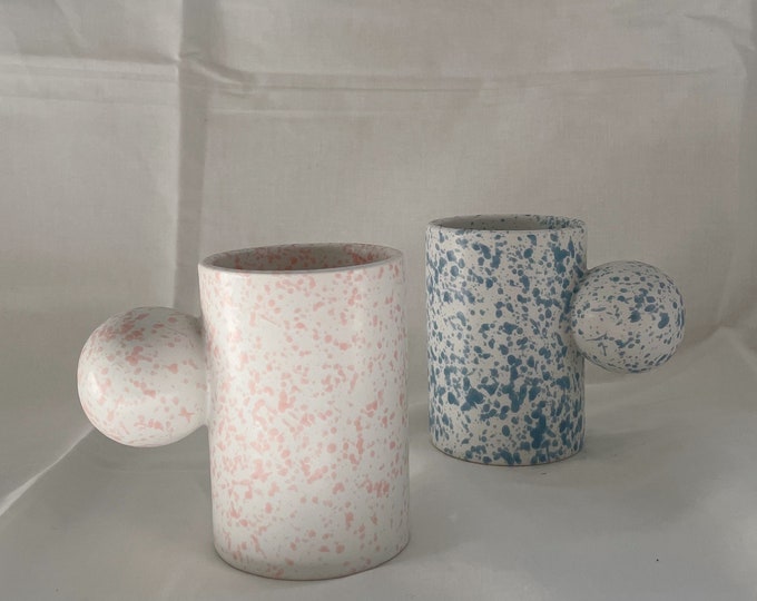 Funky Handles Solid Color Handmade Mug I Cool Handle Mug I Weird Mug I ...