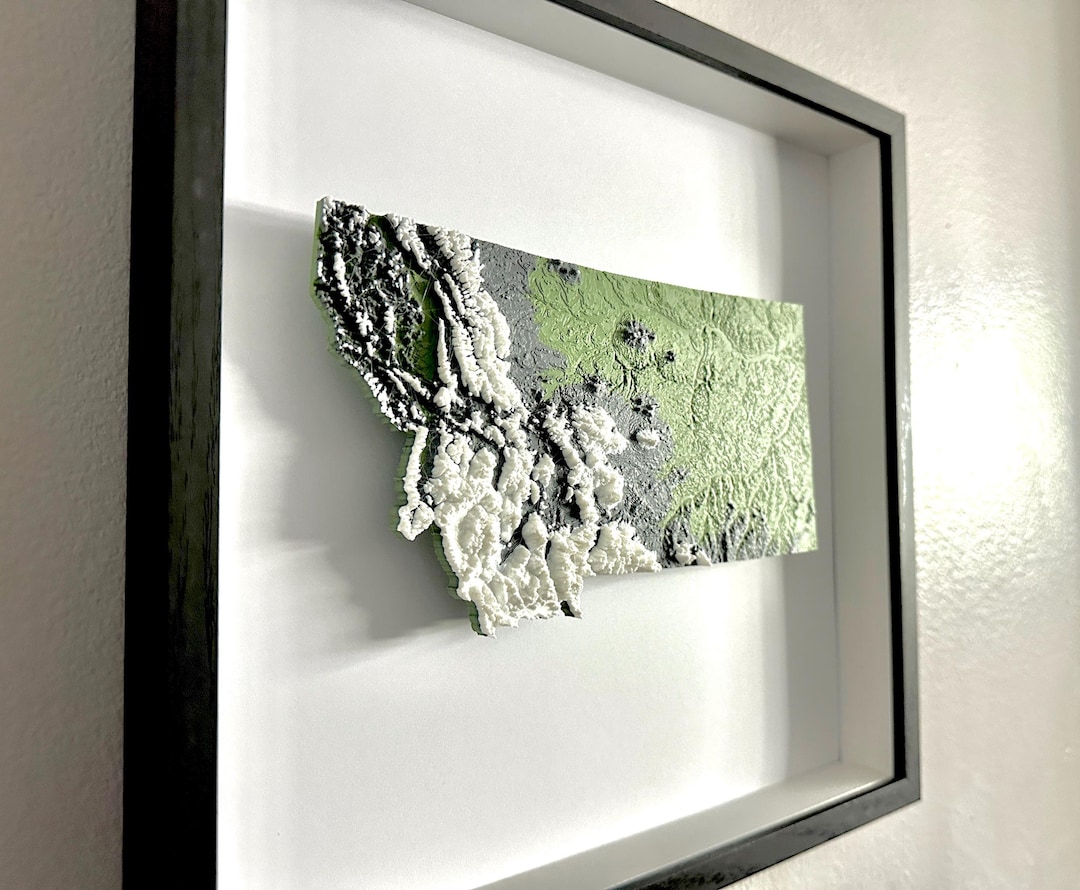Montana 3D Printed Topographic State Map – Raised Relief Wall Art ...