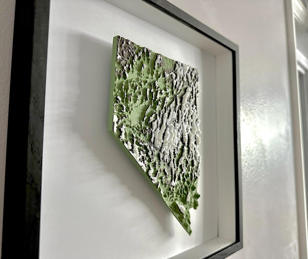 Nevada 3D Printed Topographic State Map – Raised Relief Wall Art ...