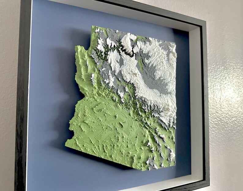 Arizona 3D Printed Topographic State Map – Raised Relief Wall Art ...