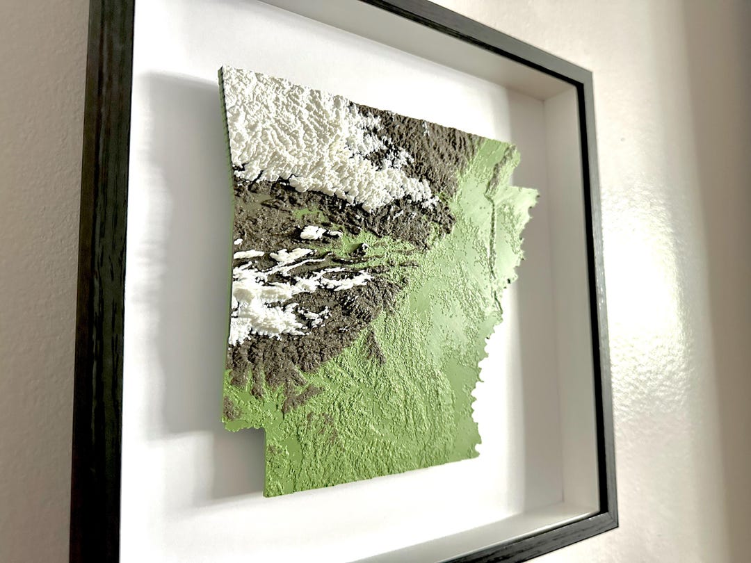 Arkansas 3D Printed Topographic State Map – Raised Relief Wall Art ...
