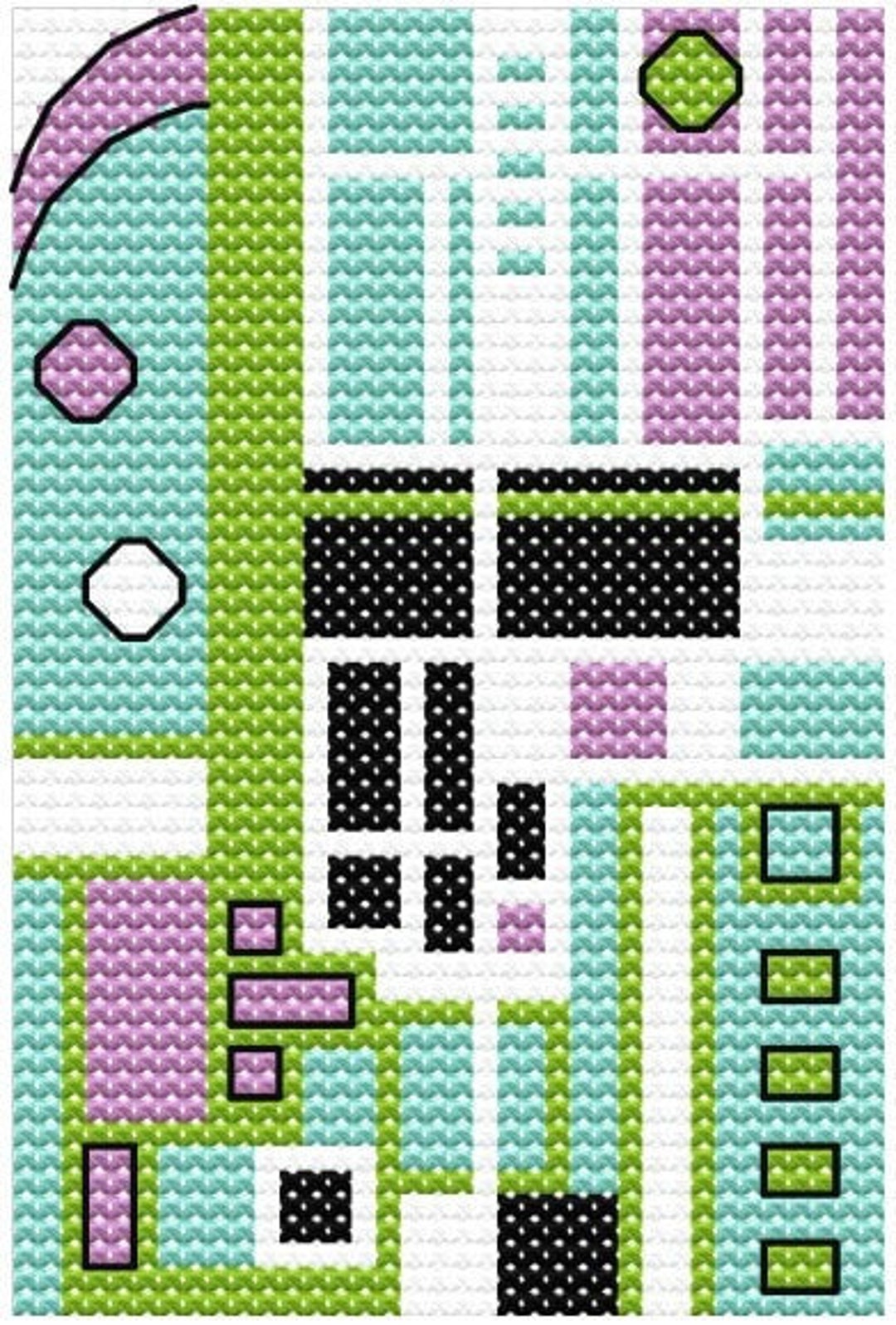 Bright Blink: Mini Modern, Geometric, Art Deco Cross Stitch Pattern in ...