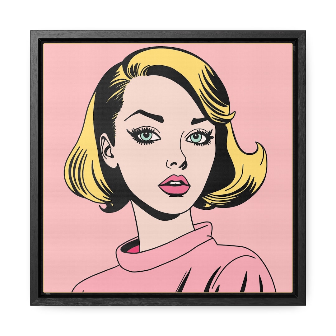 Pop Art Girl In Pink Square Canvas Print Vibrant Wall Decor Etsy