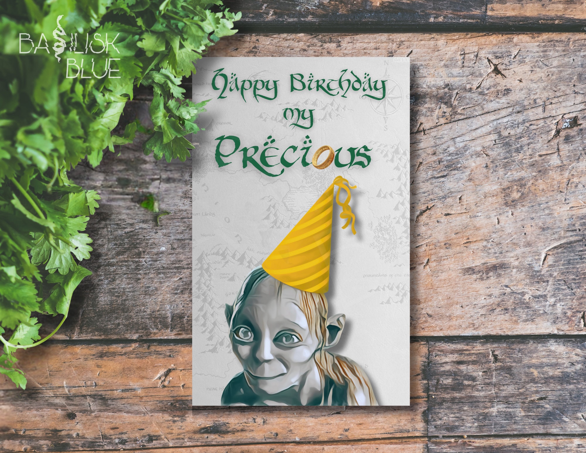 Printable Lotr Birthday Card Tolkien Greeting Card Gollum Funny Nerdy ...