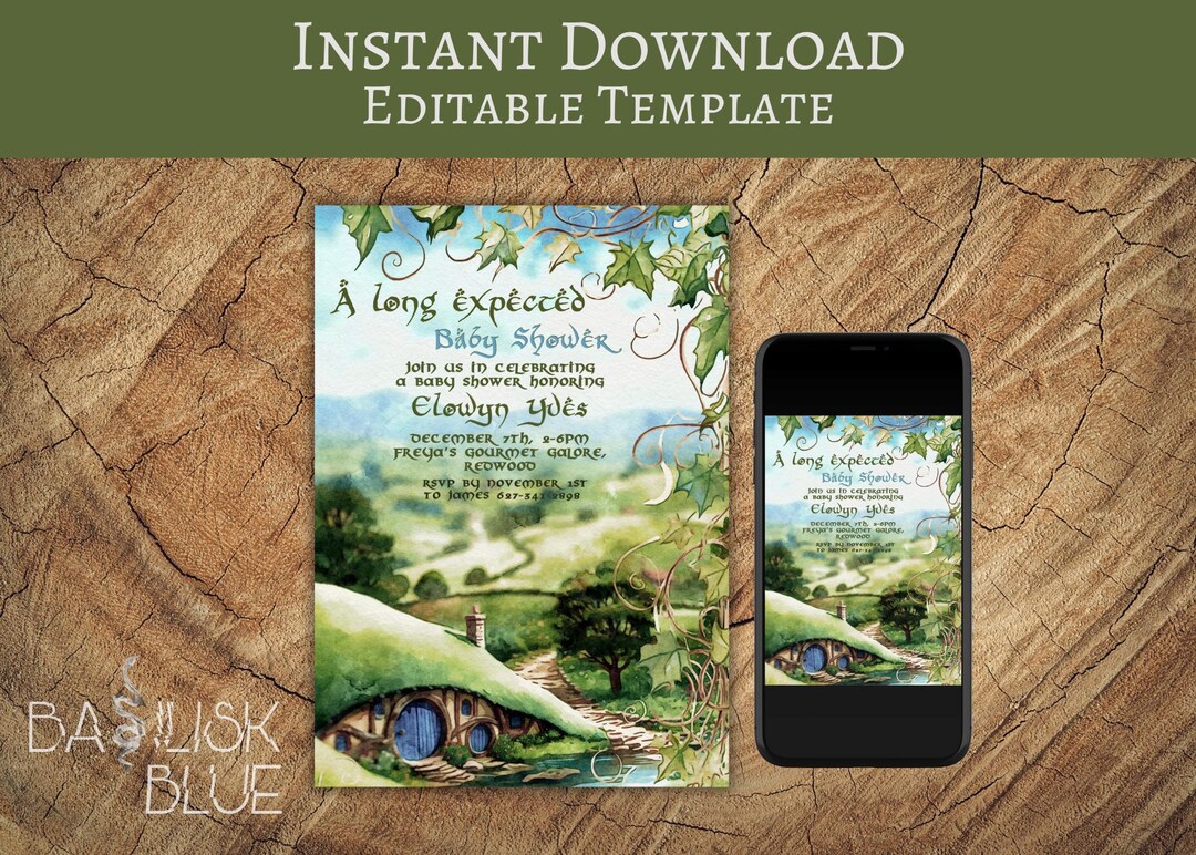 Fantasy Baby Shower Invitation, A Long Expected Baby, Woodland Rustic ...