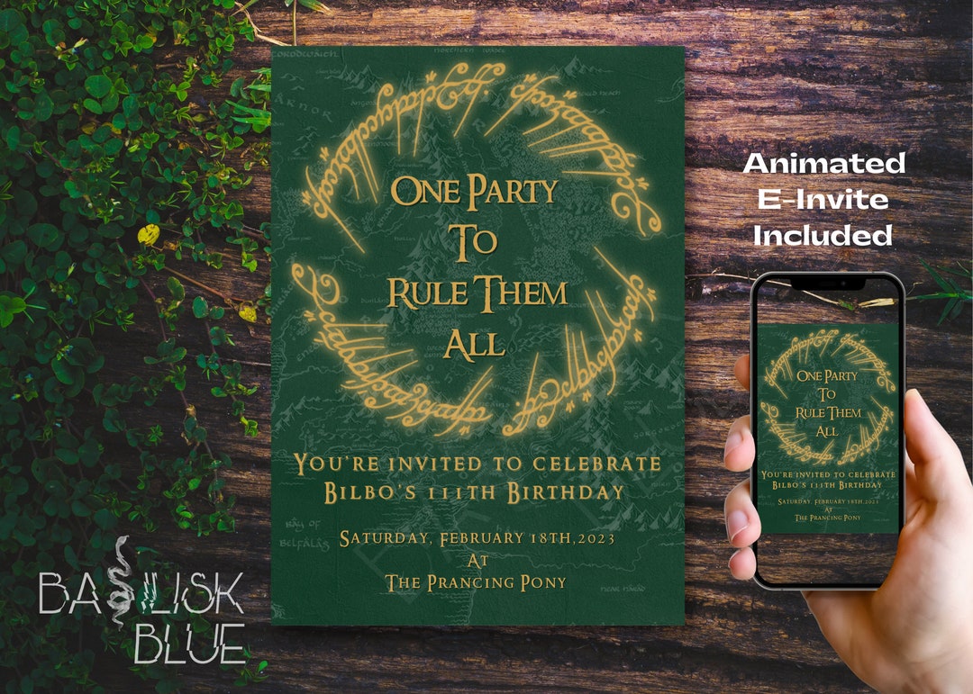 Lord of the Rings Inspired Party Invitation One Party to Rule Them All ...