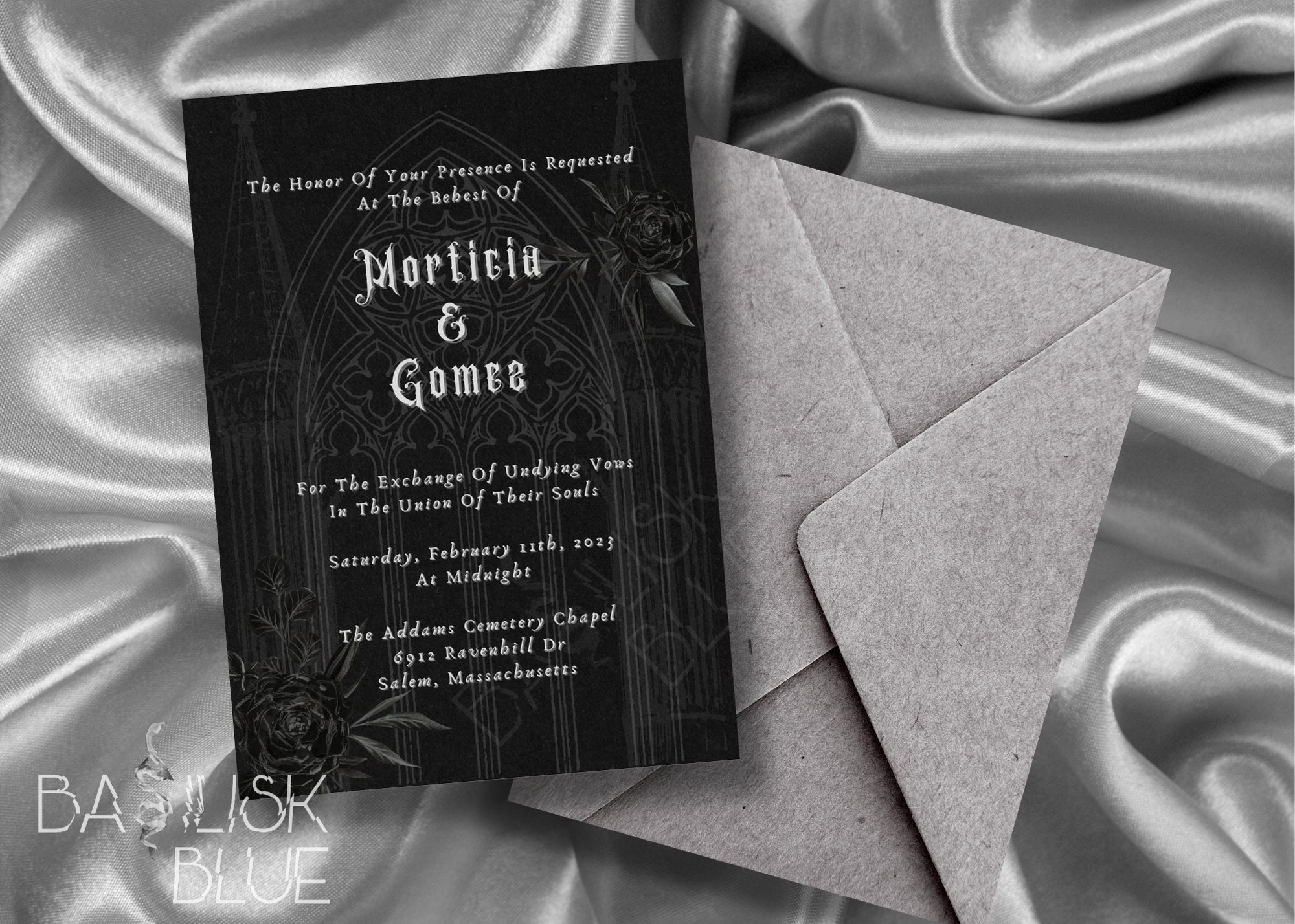 Gothic Addams Family Inspired Black Wedding Invitation Set - Etsy