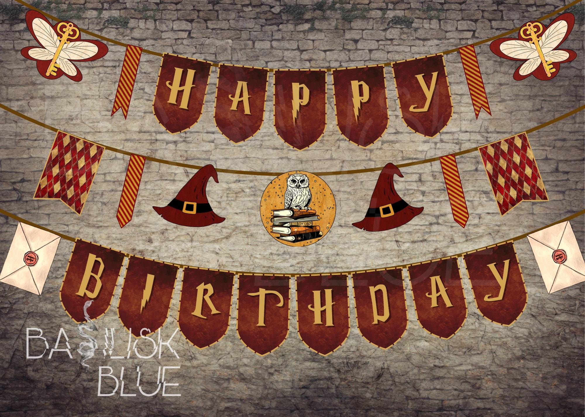 Printable Birthday Banner - Wizard Party Banner - Printable Bunting ...
