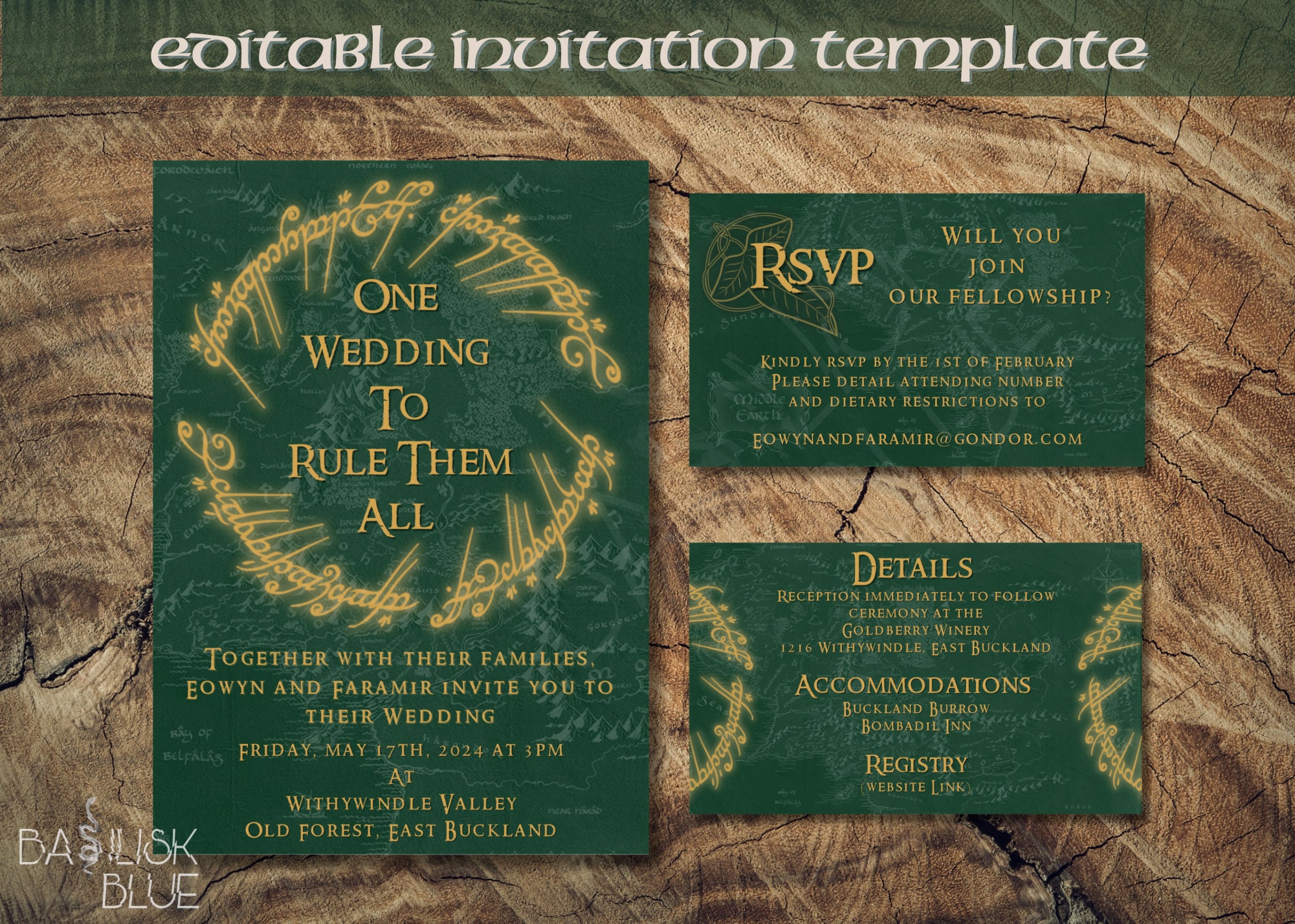 LOTR Wedding Invitation Template One Wedding to Rule Them All Tolkien ...
