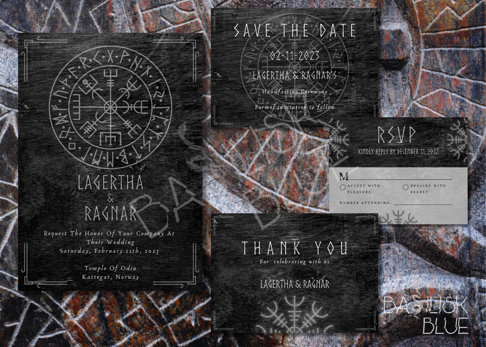 Viking Wedding Invitation Template Norse Runes Wedding Invite Helm of ...