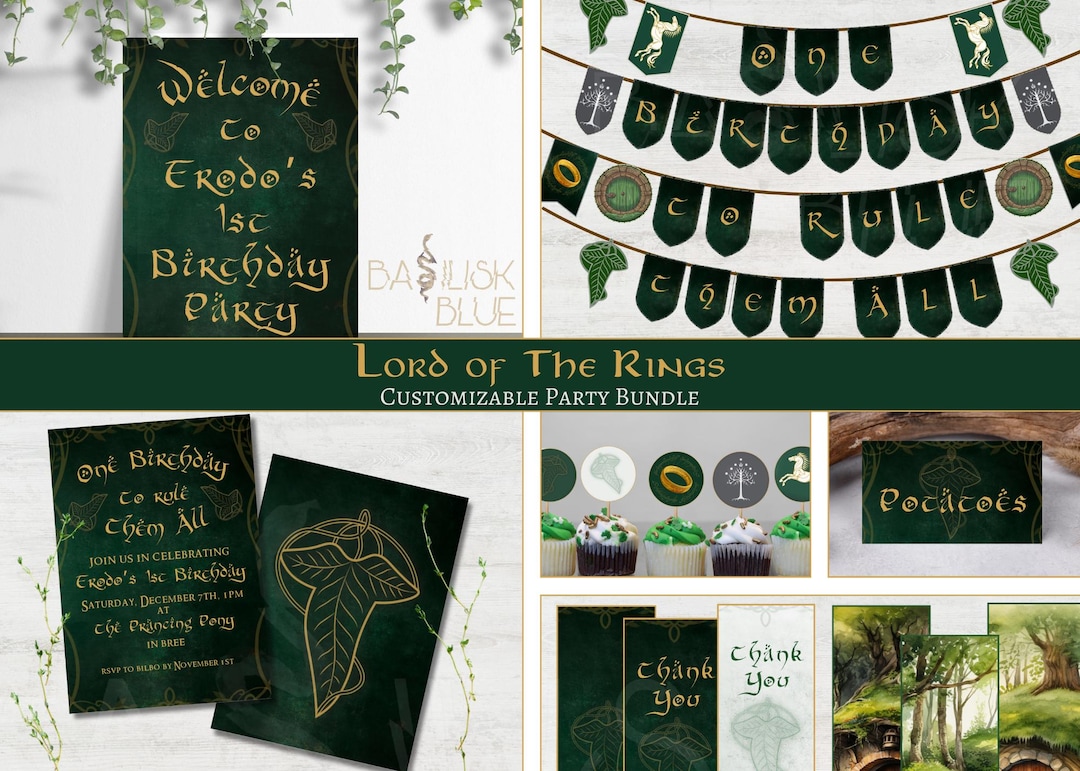 Fantasy Birthday Bundle, Hobbitcore Party, Medieval Party Decorations ...