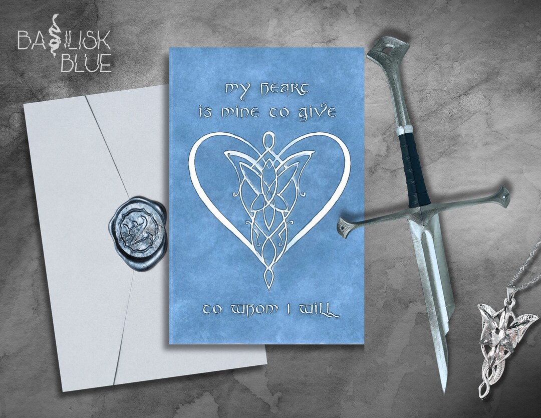 Printable Lotr Card Arwen & Aragorn Romantic Greeting Birthday Card ...