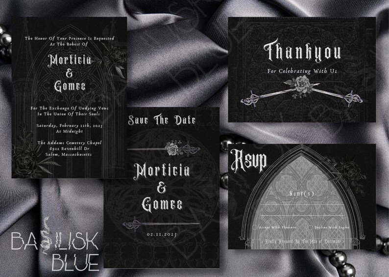 Gothic Addams Family Inspired Black Wedding Invitation Set - Etsy
