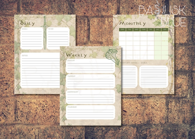 Printable Lotr Bullet Journal - Elvish Daily Planner - Elven Journal ...