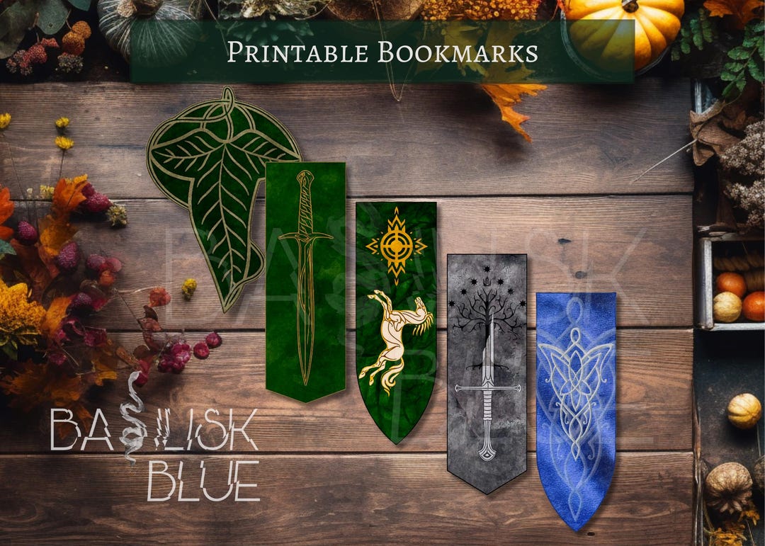 Printable Fantasy Bookmarks - Lotr Bookmark - Printable Gift for Book ...