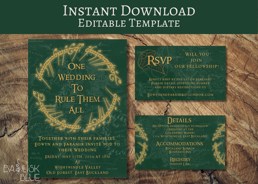 Fantasy Wedding Invitation Template - One Wedding to Rule Them All ...